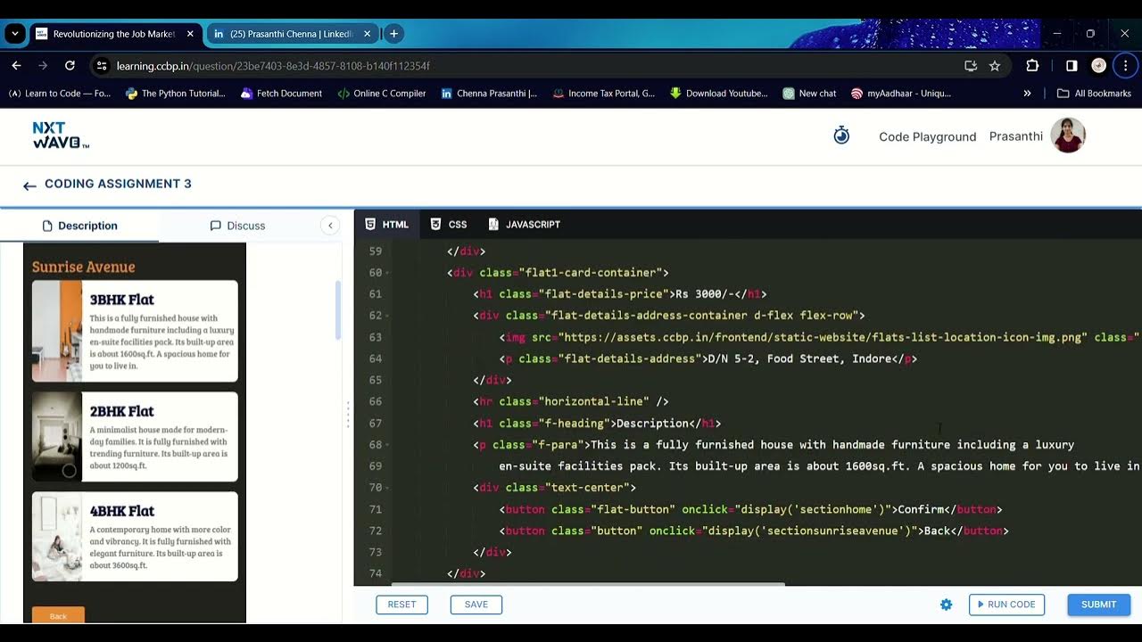 Coding Assignment 3 Flats Page Html Css Bootstrap Nxtwave Youtube