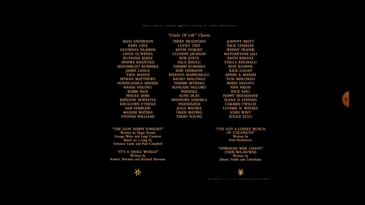 The Lion King (1994) - End Credits Part 2 - YouTube