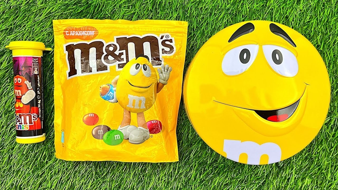 Satisfying Video | Unpacking 2 M&M'S Yellow Boxes with Candy ASMR - YouTube