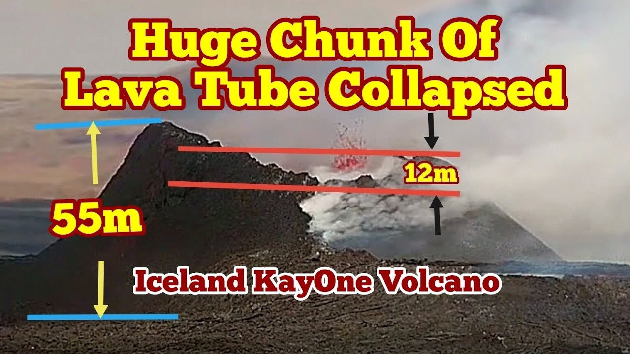 Huge Chunk Of Lava Tube Wall Collapse, Iceland KayOne Volcano Eruption ...