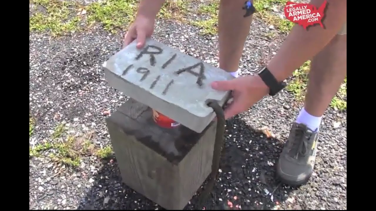 1911 blasted out of concrete with binary explosives - YouTube