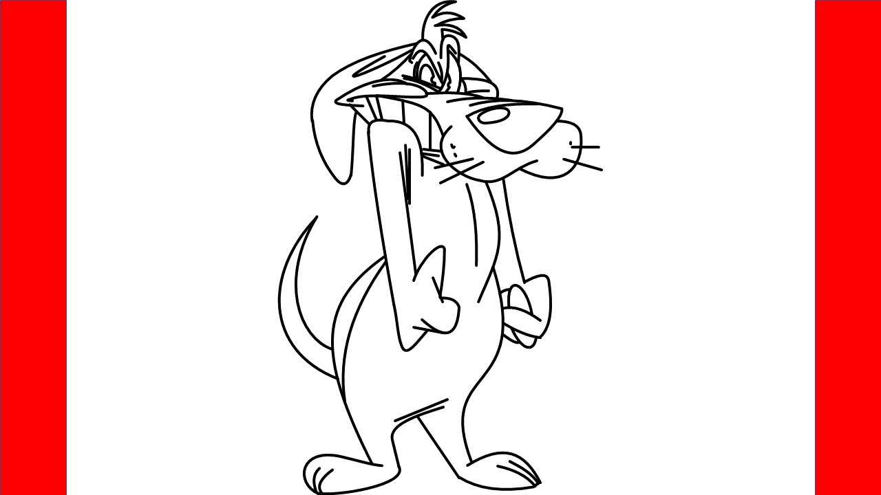 How To Draw Barnyard Dawg From Looney Tunes - Step By Step Drawing ...