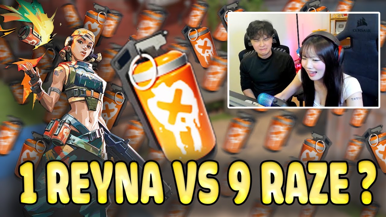 1 Reyna VS 9 RAZE Chỉ Ném Nade /VALORANT/ - YouTube