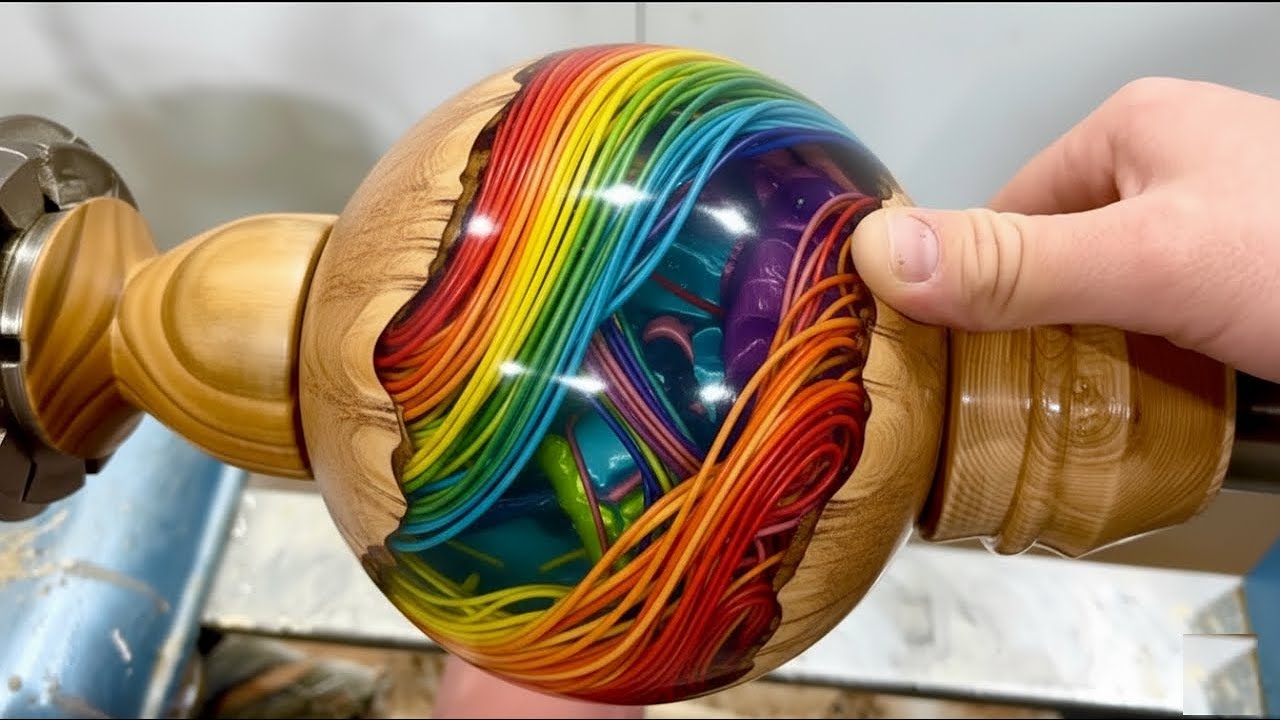 Wood Turning and Epoxy: How to Make a Unique Rainbow Epoxy Wood Ball ...