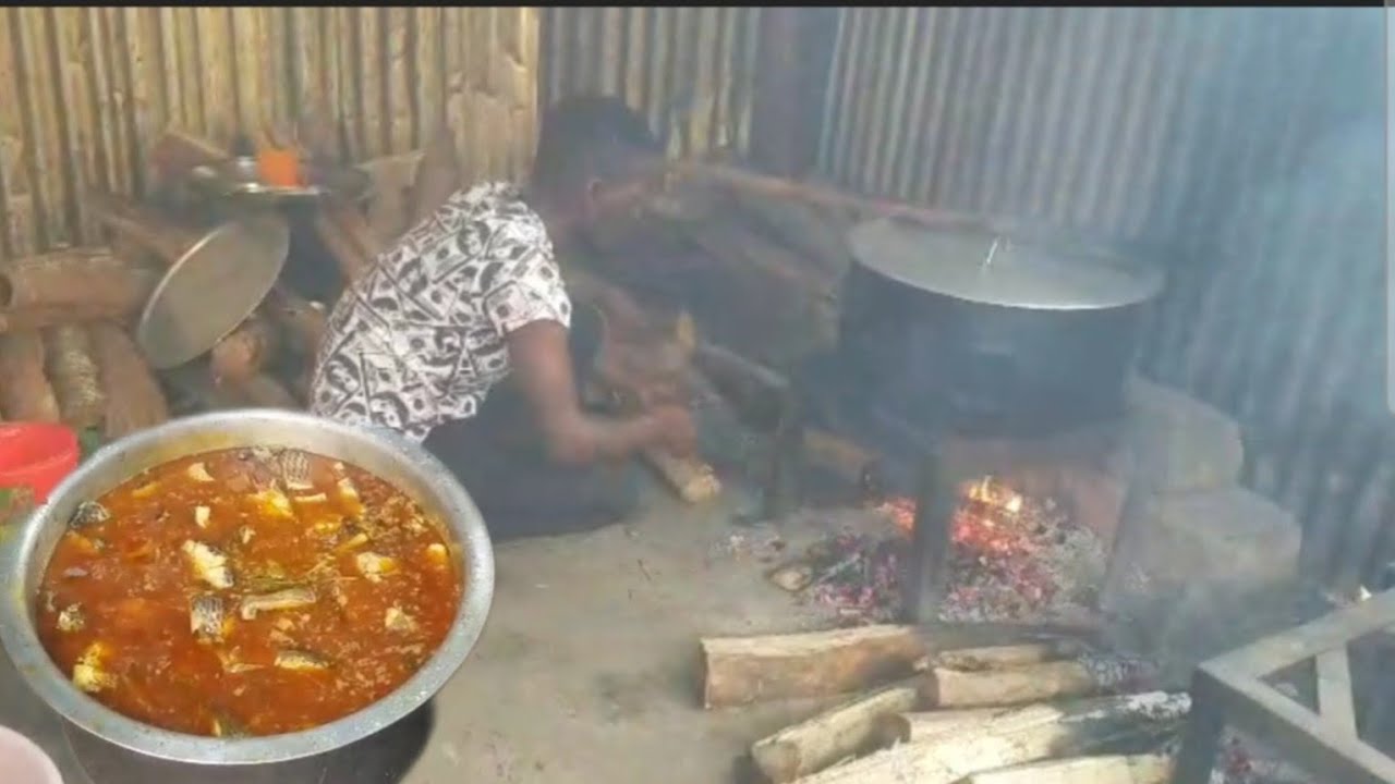 African Village Life #cooking village food for Lunch Rice & Fish Stew ...