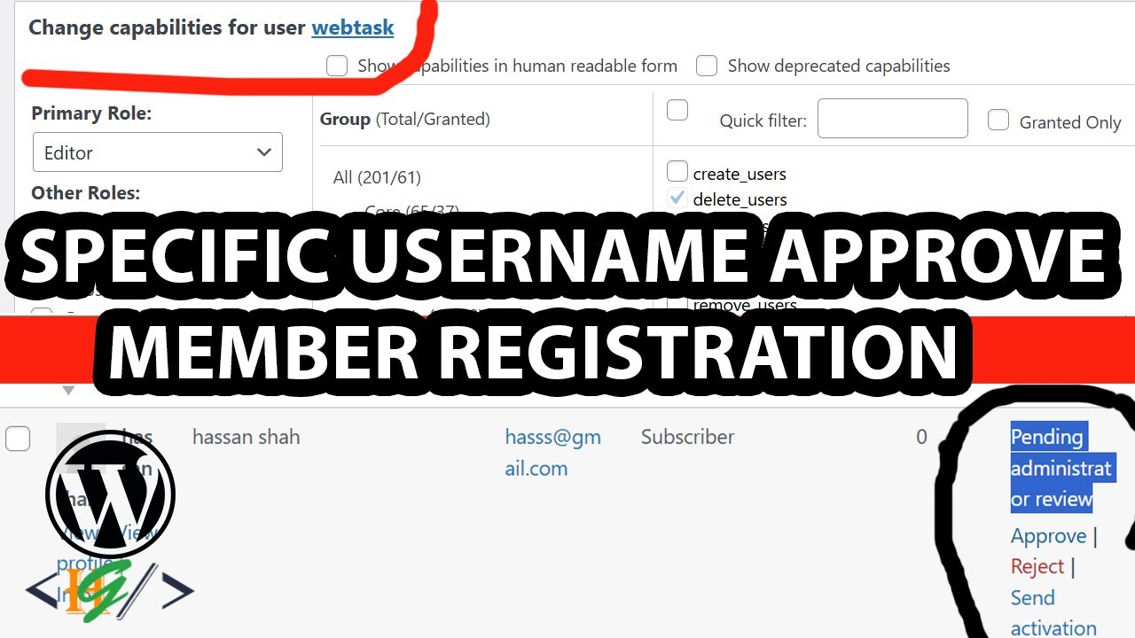 How to Grant User / Username Access to Approve Member Registrations in ...