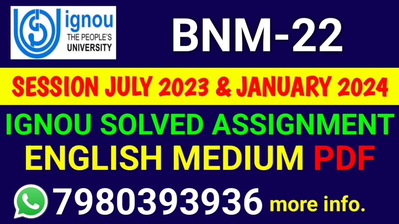BNM 22 Solved Assignment 2023-24 English, BNM 22 Solved Assignment 23 ...