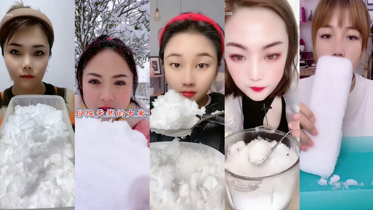 ASMR WHITE ICE EATING || SNOW EATING #iceeating #crunchyasmr #snow ...