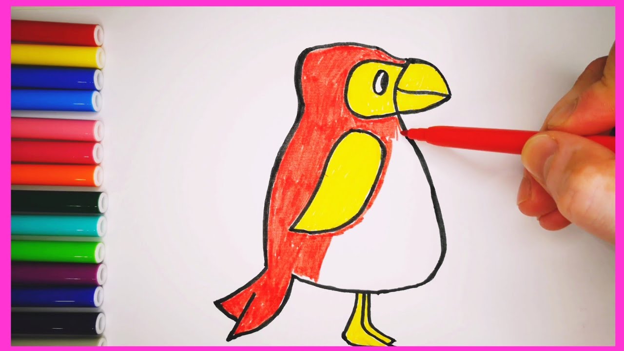 How to draw a funny parrot? Drawings for kids. Learning to draw. - YouTube