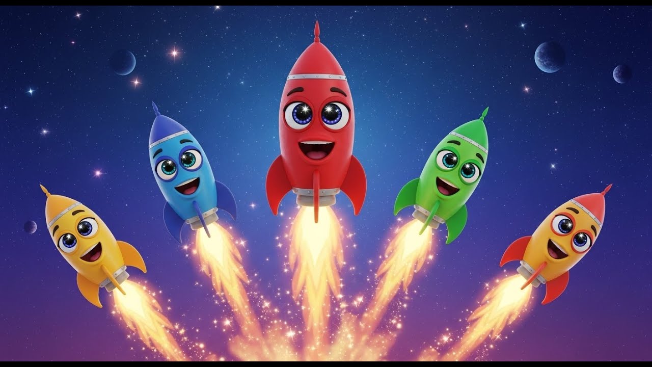 Cinco Pequeños Cohetes Volando Alto 🚀🔢 | Aprende a Contar para Niños ...