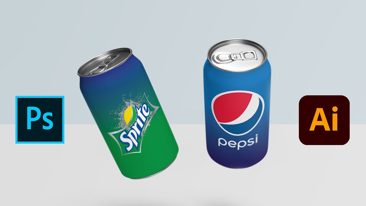 How to design Pepsi & Sprite can mockup Ai + PS | #illustrator # ...