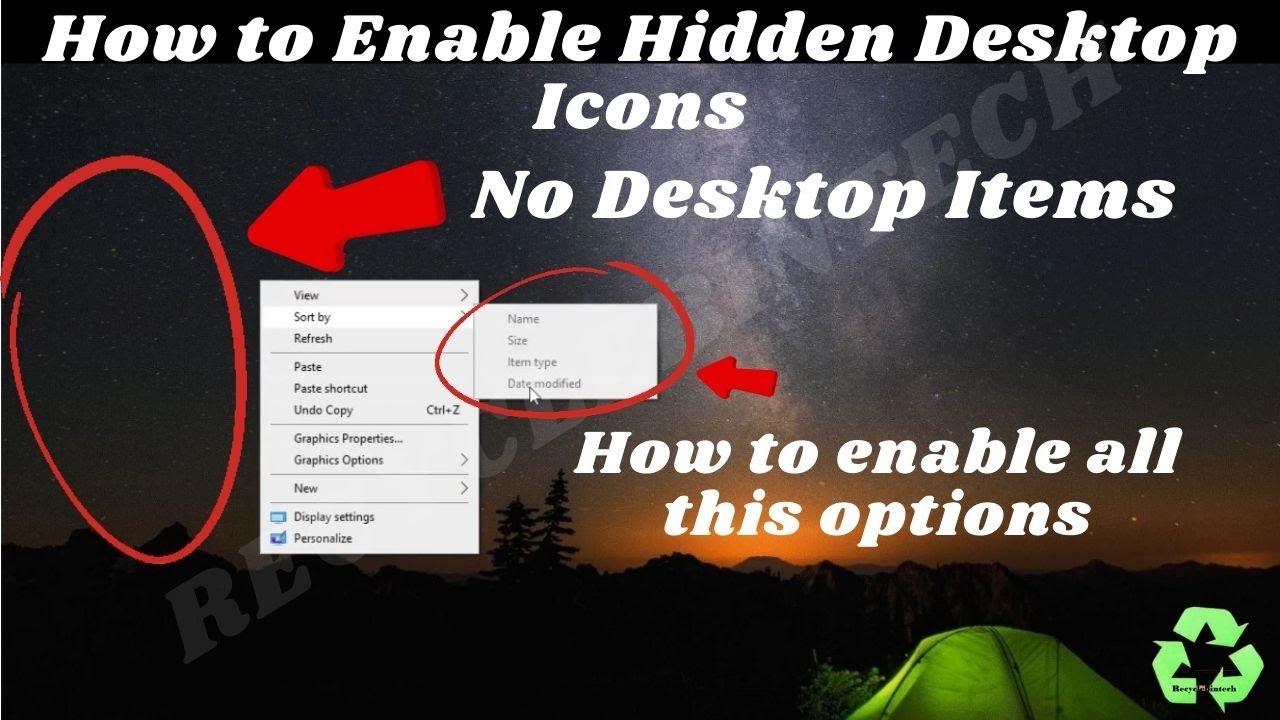 How to enable hidden desktop items or icons - YouTube