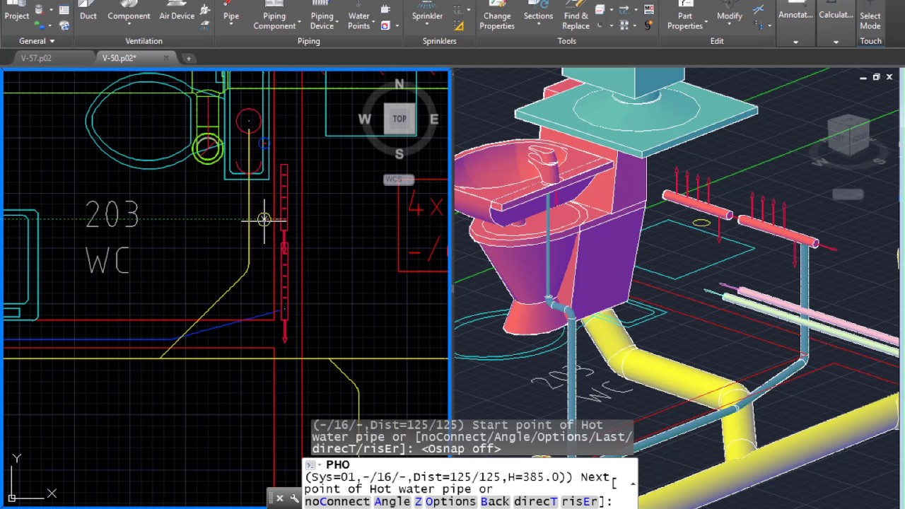 Fräsig anslutning med tappvatten (PEX och kromat) i MagiCAD - YouTube