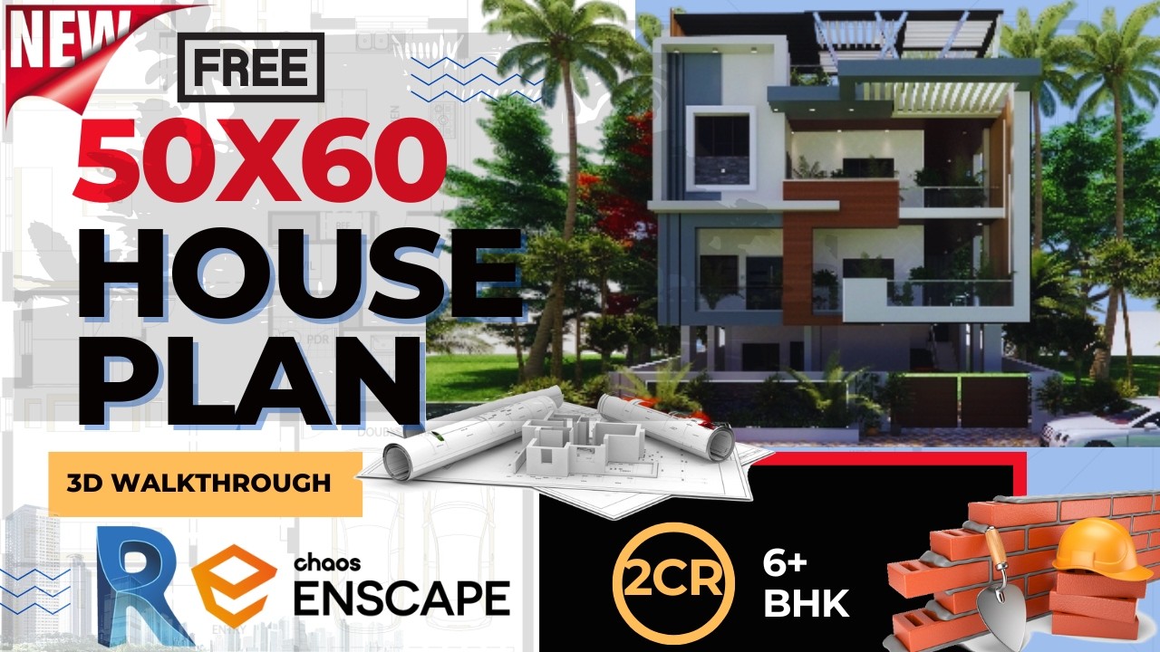 50x60 House Plan with 3D Elevation | Modern G+2 Home Design Walkthrough ...