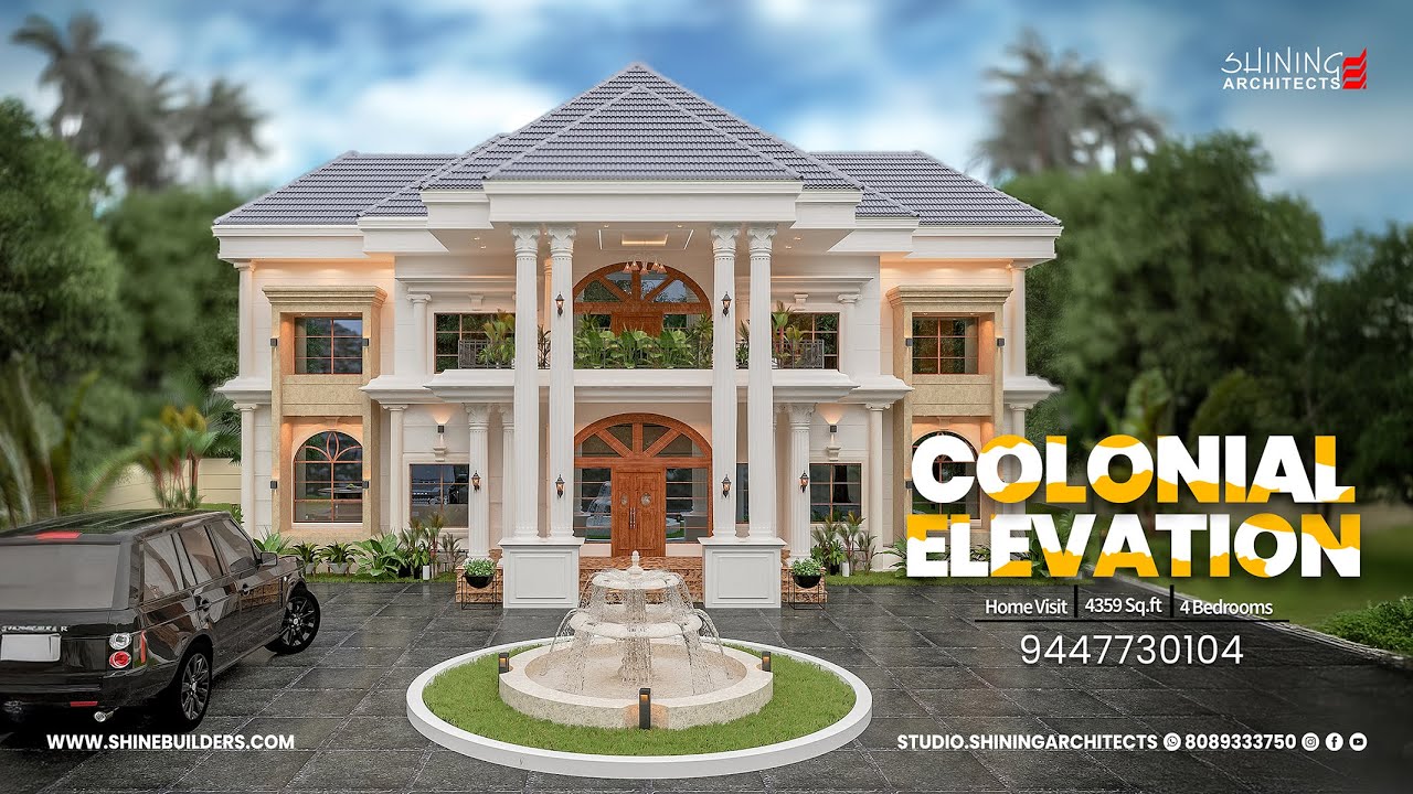 Colonial Elevation 4359 Sq-Ft 4 Bedrooms - YouTube