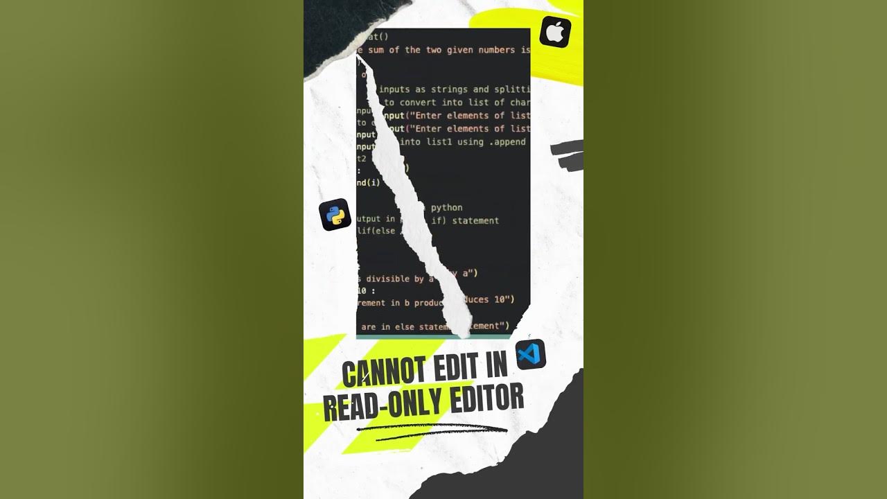 Fixing 'Cannot Edit in Read-Only Editor' in VS Code |Python User Input()#vscode #python #macos ...