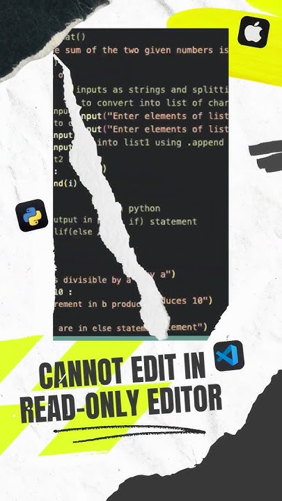 Fixing 'Cannot Edit in Read-Only Editor' in VS Code |Python User Input()#vscode #python #macos ...