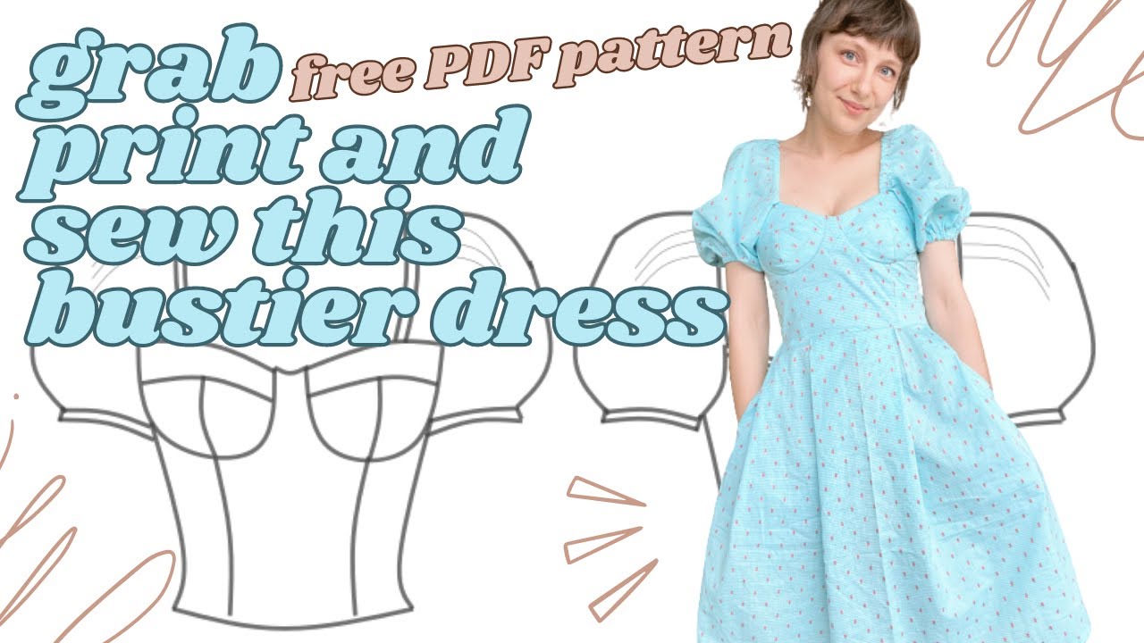 Sew a Beautiful Bustier Dress with Sleeves, Side Pockets, in Easy Steps , Free PDF Pattern 🤍 ...