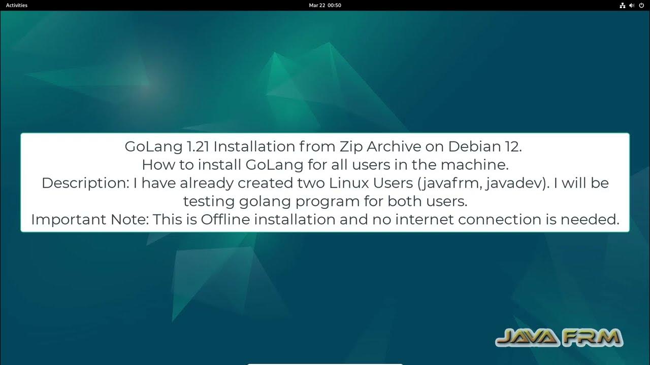 How to install golang 1.21 on Debian 12 from zip archive - GO 1.21 installation on linux - YouTube