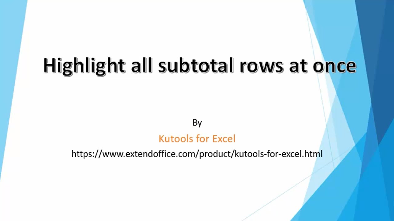 How To Highlight All Subtotal Rows At Once In Excel YouTube how-to-highlight-all-subtotal-rows-at-once-in-excel-youtube