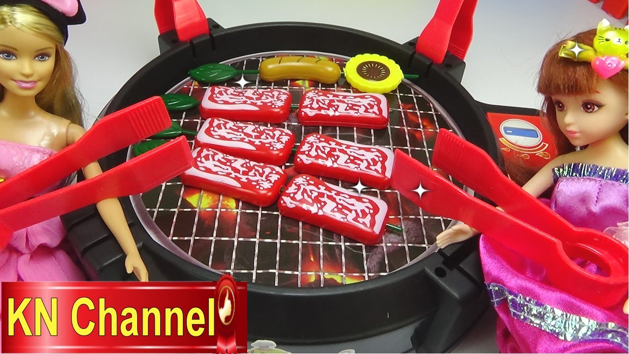 Đồ chơi Búp bê Barbie, lelia Bé Na làm bếp nấu nướng BBQ Baby doll ...
