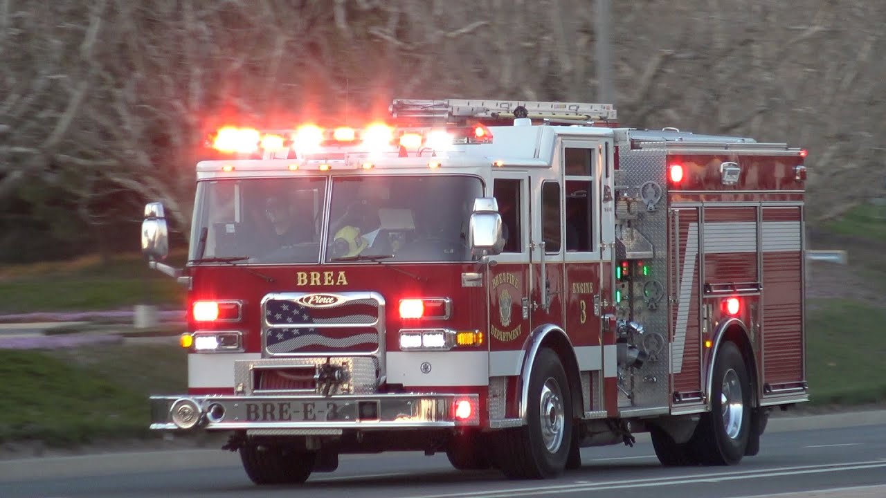 Brea Fire Dept. Engine 3 & Brea Ambulance 1 Responding - YouTube