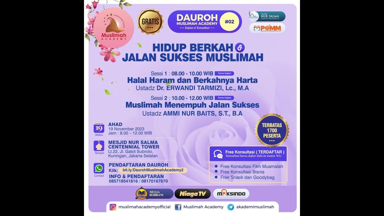 Dauroh Muslimah Academy 2 - Sesi 1 | Ustadz Dr. Erwandi Tarmizi, MA ...