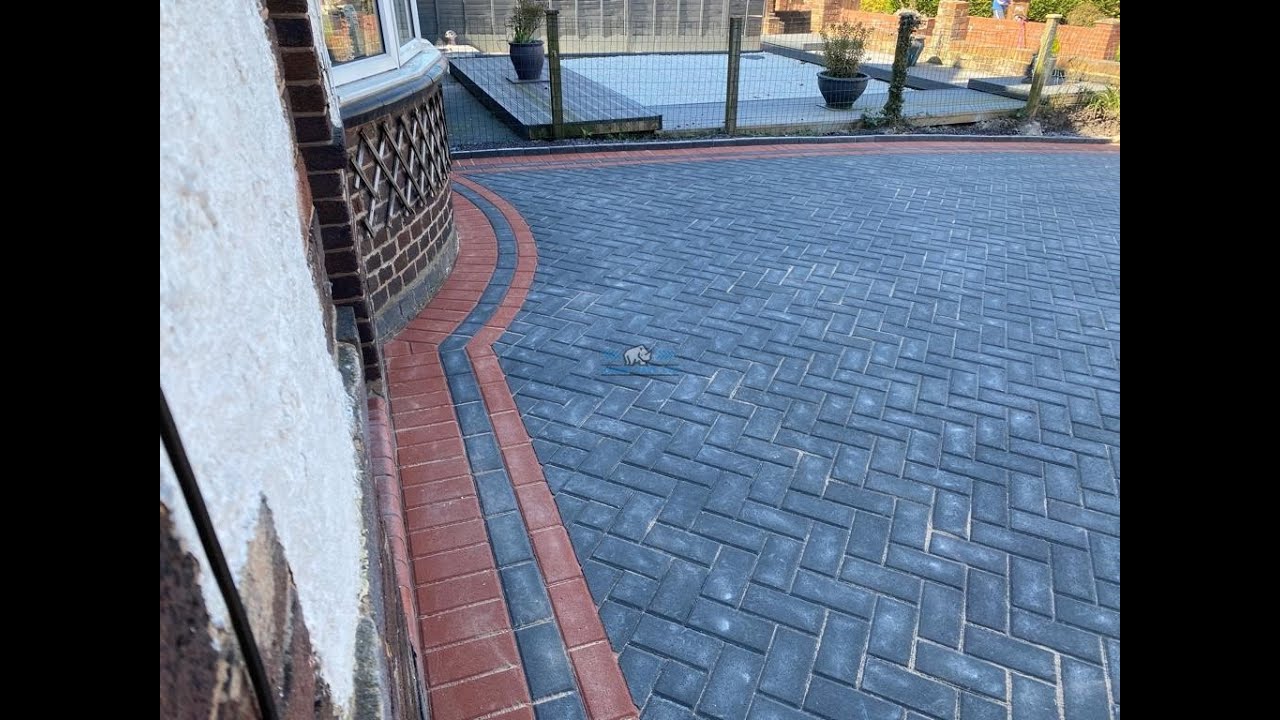 Charcoal Paved Driveway with Terracotta Border in Connah's Quay - YouTube