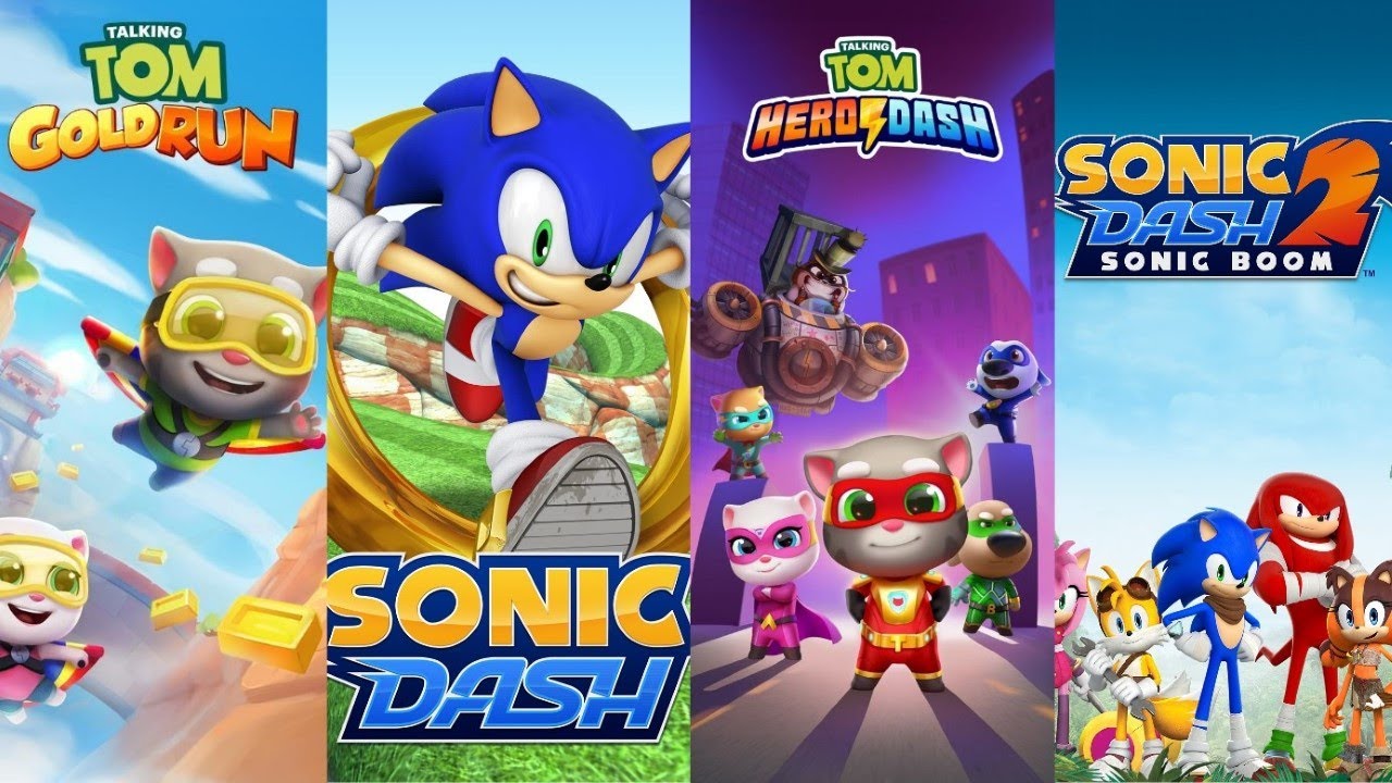 Talking TOM gold run vs Sonic dash vs Talking Tom hero dash vs Sonic ...