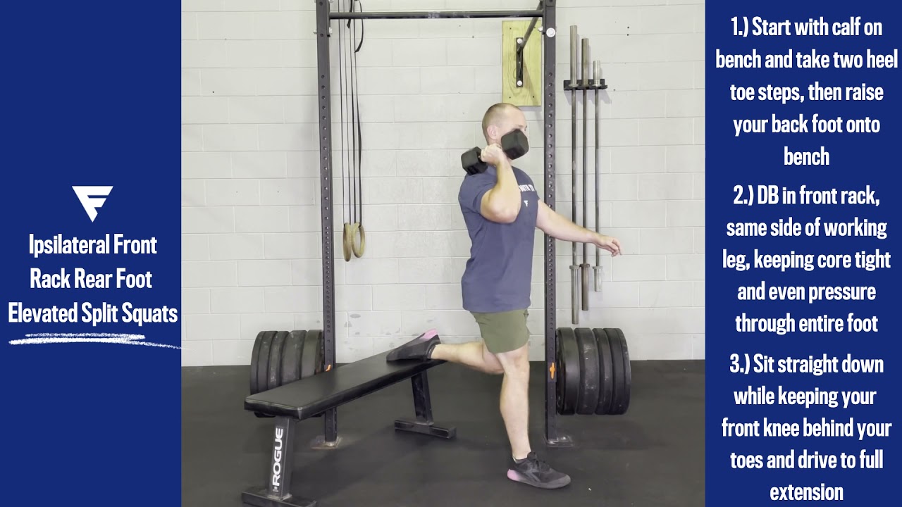 Ipsilateral Front Rack Rear Foot Elevated Split Squats - YouTube