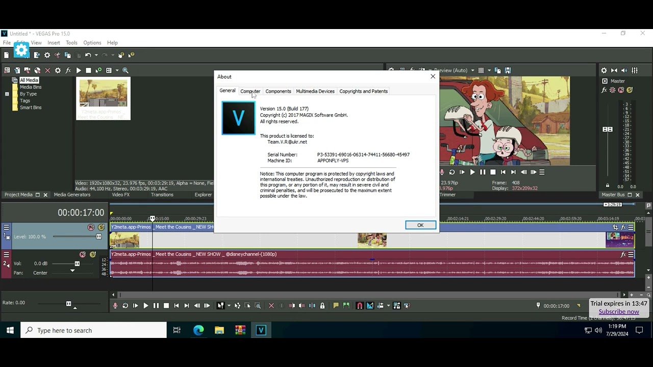I Got VEGAS Pro 15.0 On Windows Server 2022 Standard using AppOnFly ...