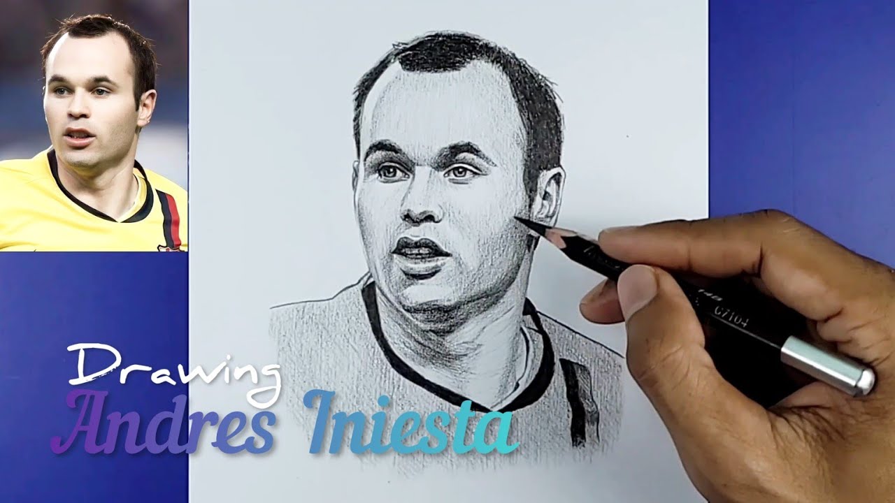 Drawing Andres Iniesta | Barcelona football legend - YouTube