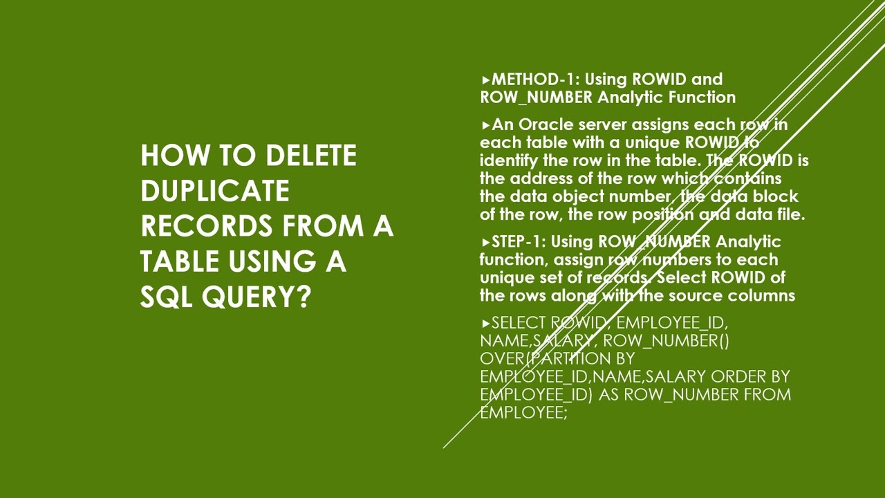 How To Delete Duplicate Record In SQL YouTube How To Delete Duplicate Record In SQL YouTube