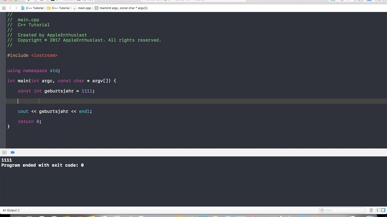 C++ mit Xcode programmieren - So verwendest du das Schlüsselwort const - YouTube