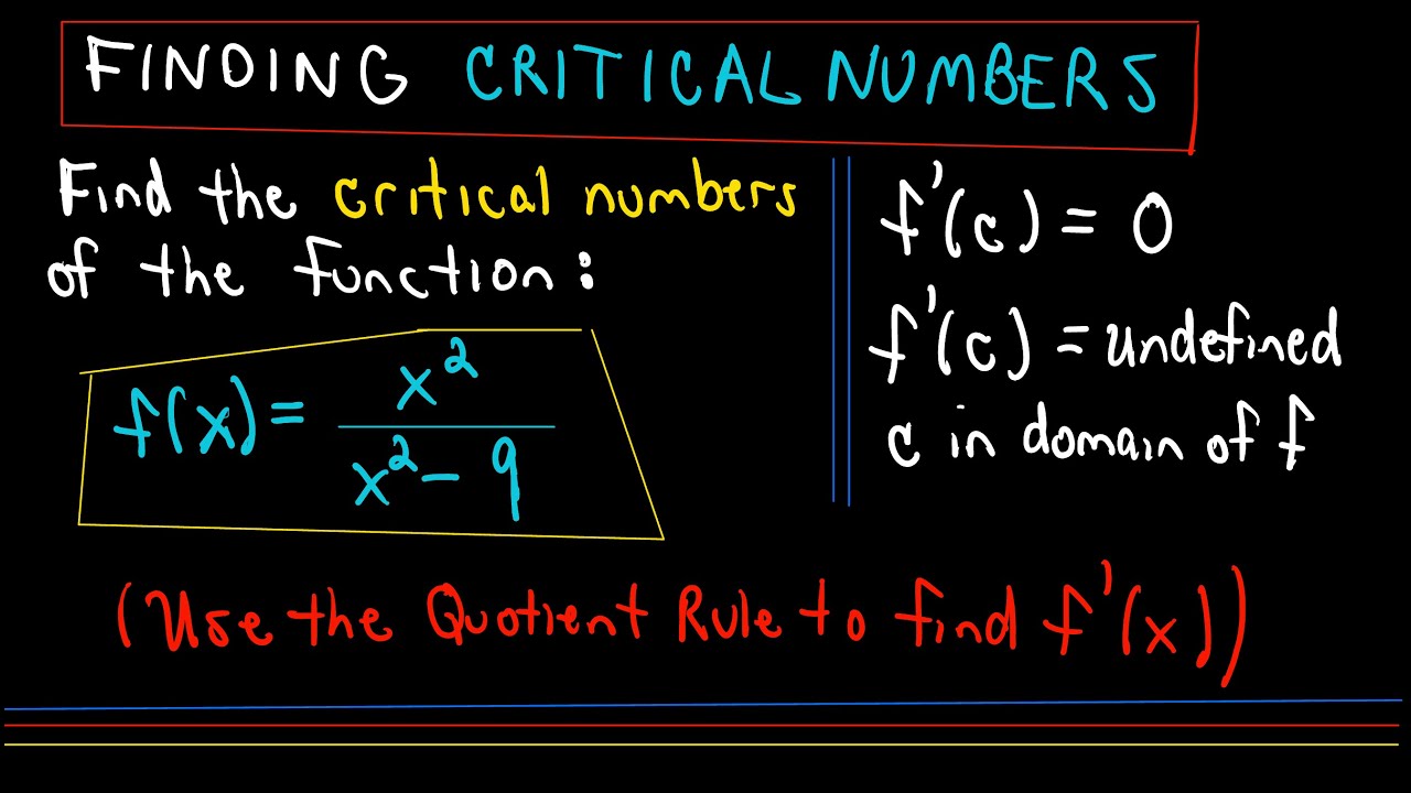 Finding Critical Numbers - Example 1 Involving a Rational Function ...
