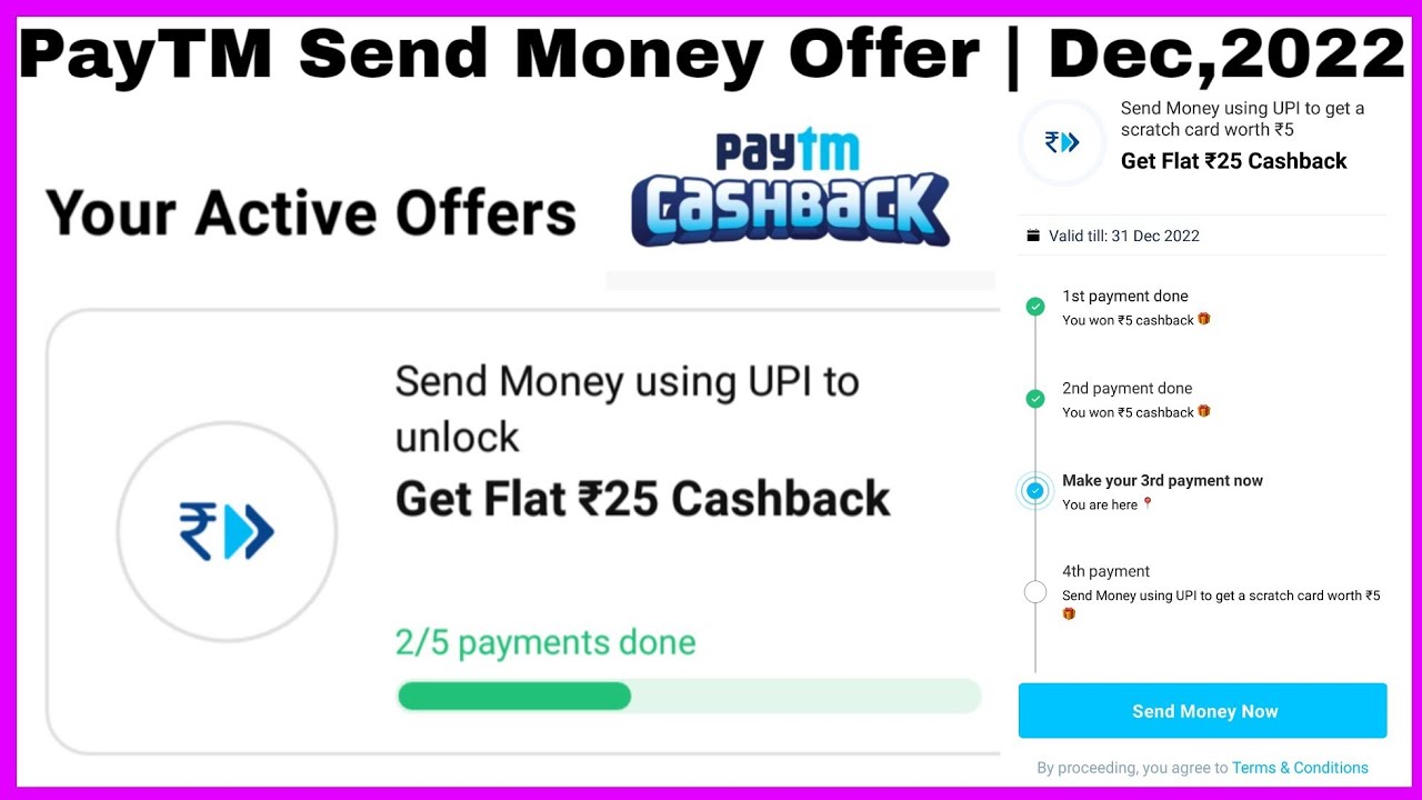 Paytm Send Money Cash Back Offer | December,2022 | Get Flat ₹25/- Cash ...