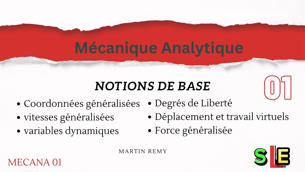 Mécanique analytique (coordonnées généralisées et Notions de base: Vidéo 01) - YouTube