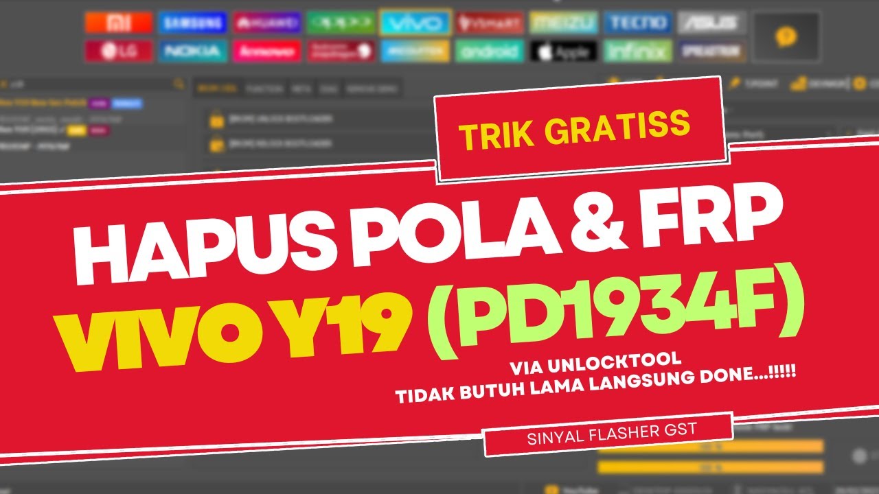 RESET POLA PIN PASWORD VIVO Y19 MENGGUNAKAN UNLOCTOOL (PD1934F), NO BOX ...