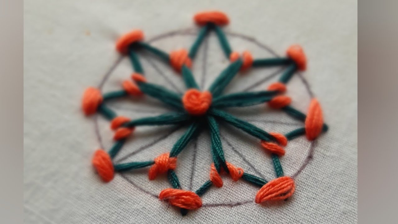 Easy circle embroidery design for beginner's || Round shape embroidery ...
