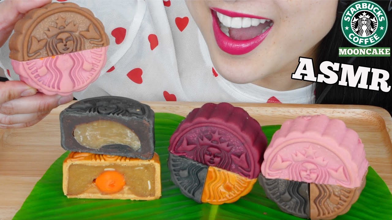 ASMR STARBUCKS MOONCAKE (SOFT STICKY EATING SOUNDS) NO TALKING | SAS ...