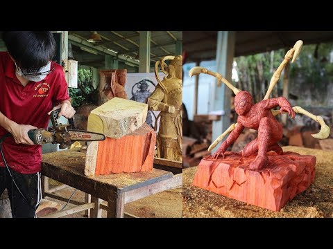 Spider-Man Wood Carving Timelapse | Avengers: End Game - YouTube