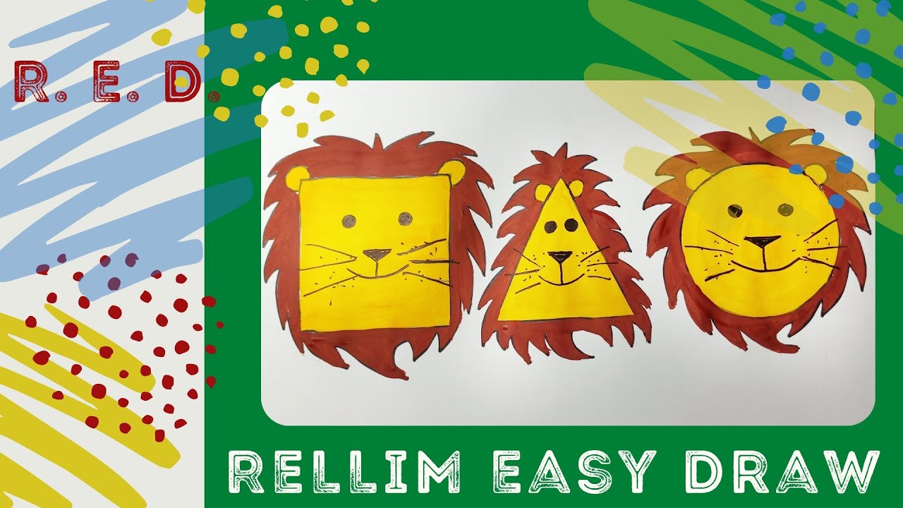Easy draw. DRAW ANY ANIMALS USING A SQUARE, CIRCLE OR TRIANGLE. Lion ...