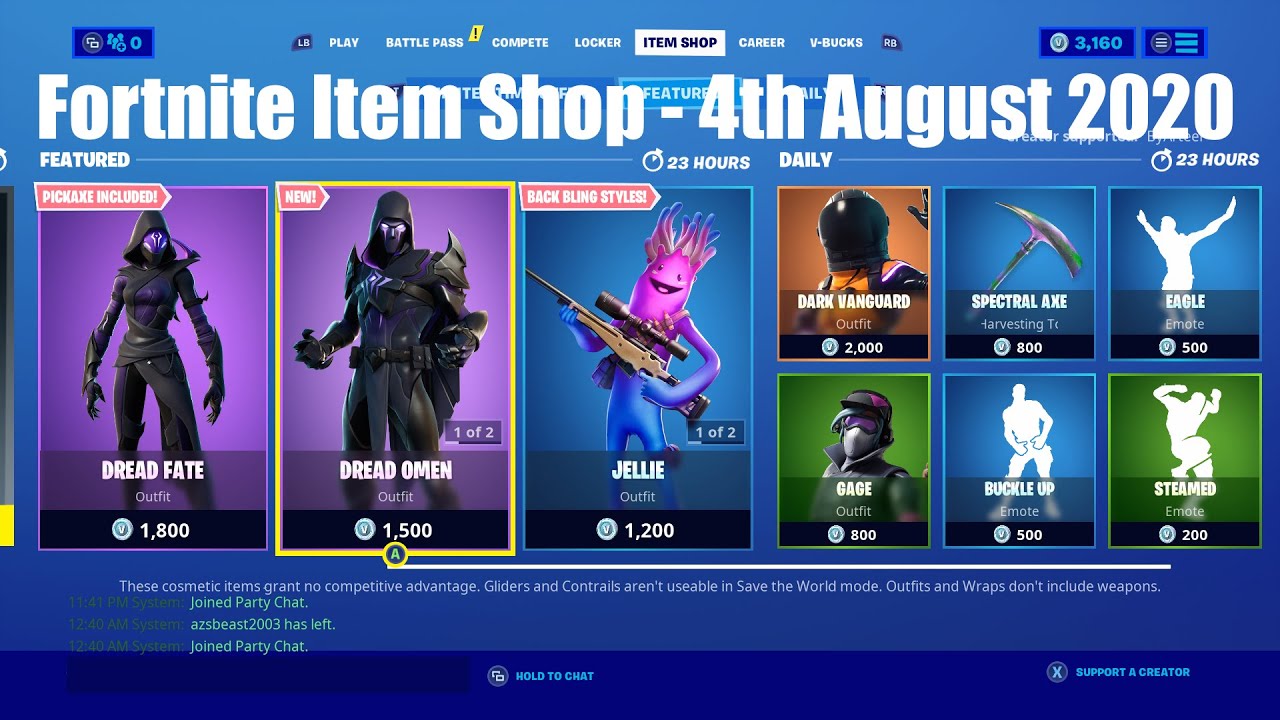 (NEW) DREAD OMEN SKIN! - Fortnite Item Shop - 4th September 2020 - YouTube