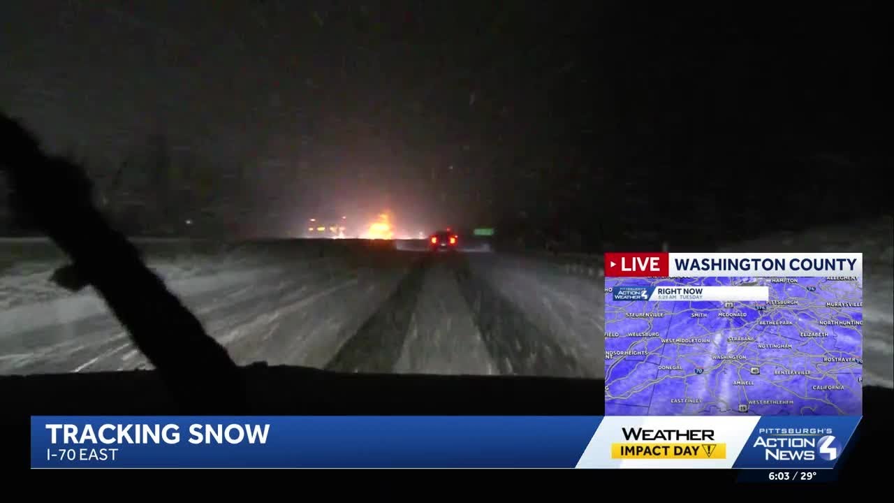 Snowy conditions on I-70 in Washington County Tuesday Morning - YouTube