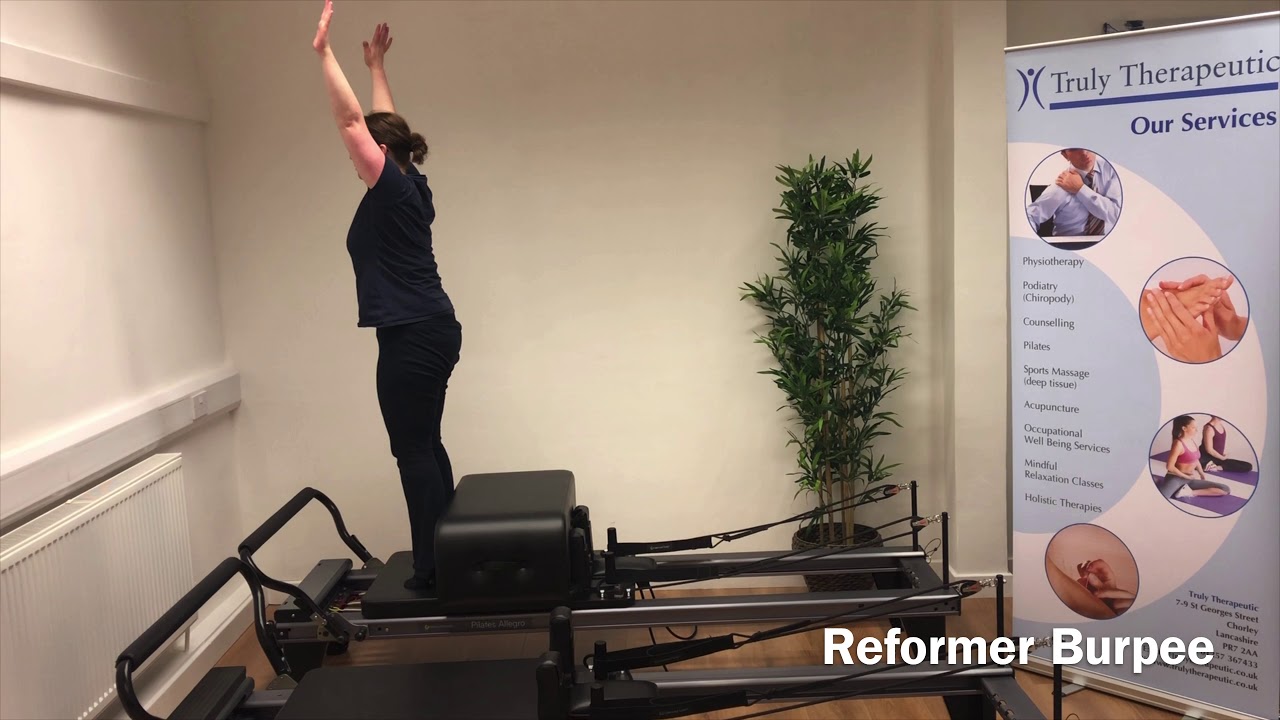 Burpee exercise performed on Pilates reformer - YouTube
