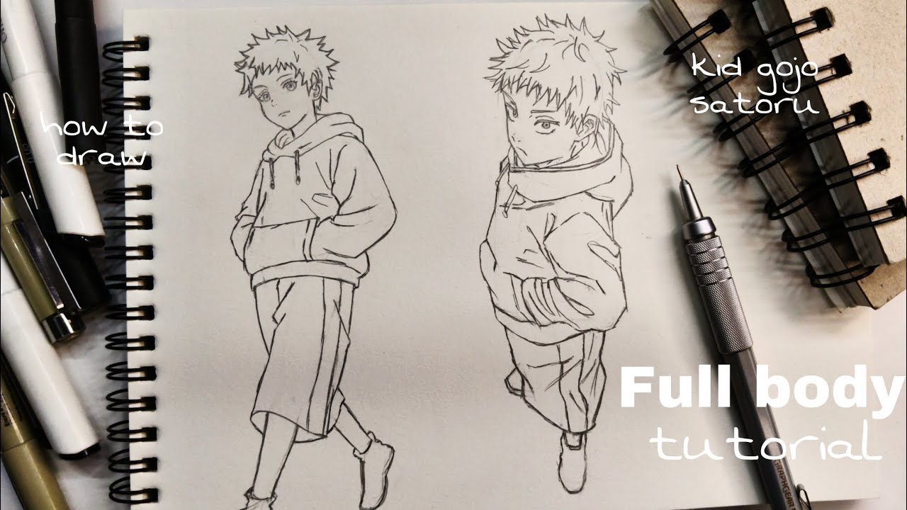 Full body tutorial | how to draw anime character gojo satoru full body ...