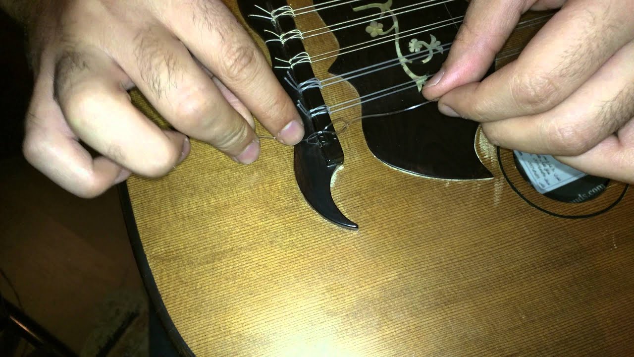 طريقة تركيب الأوتار في العود How to Change Oud Strings - YouTube