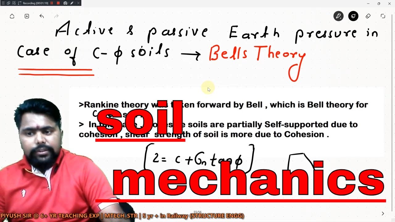 LEC-77 | Earth Pressure Theories | Bell's Theory for cohesive soils ...