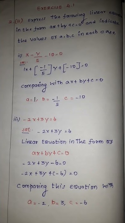 Express the following linear equations form of aX+bY+C=0 (4.1) 2.2 & 2.3... - YouTube