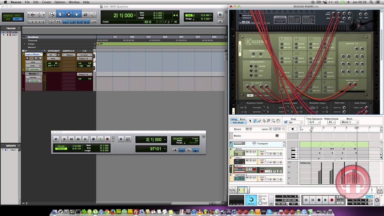 Trabalhando em Rewire com o Pro Tools e Reason - YouTube